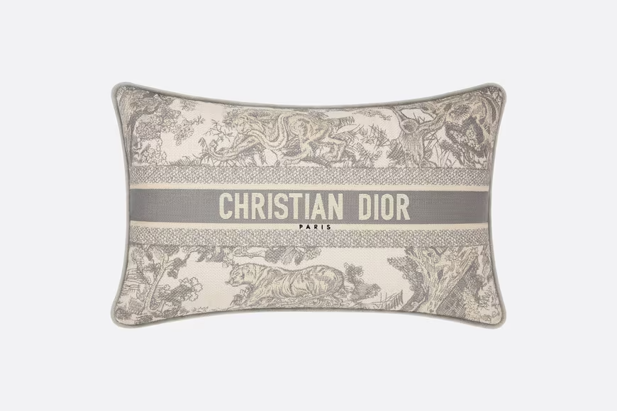 Dior Large Rectangular Pillow - Gray Toile de Jouy | King Decor