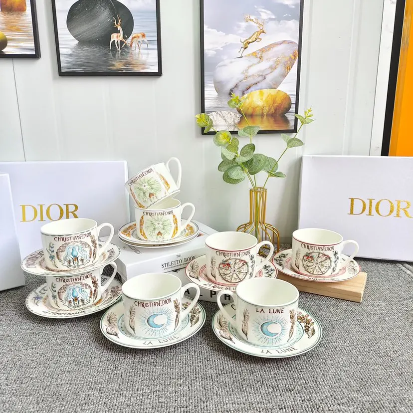 Dior Tarot Cup & Saucer Set of 4 - Fortune Lune Étoile Tempérance